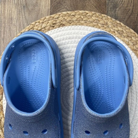 CROCS | Shoes | Crocs Cutie Crush Blue Glitter Platform Clogs Kids Size ...